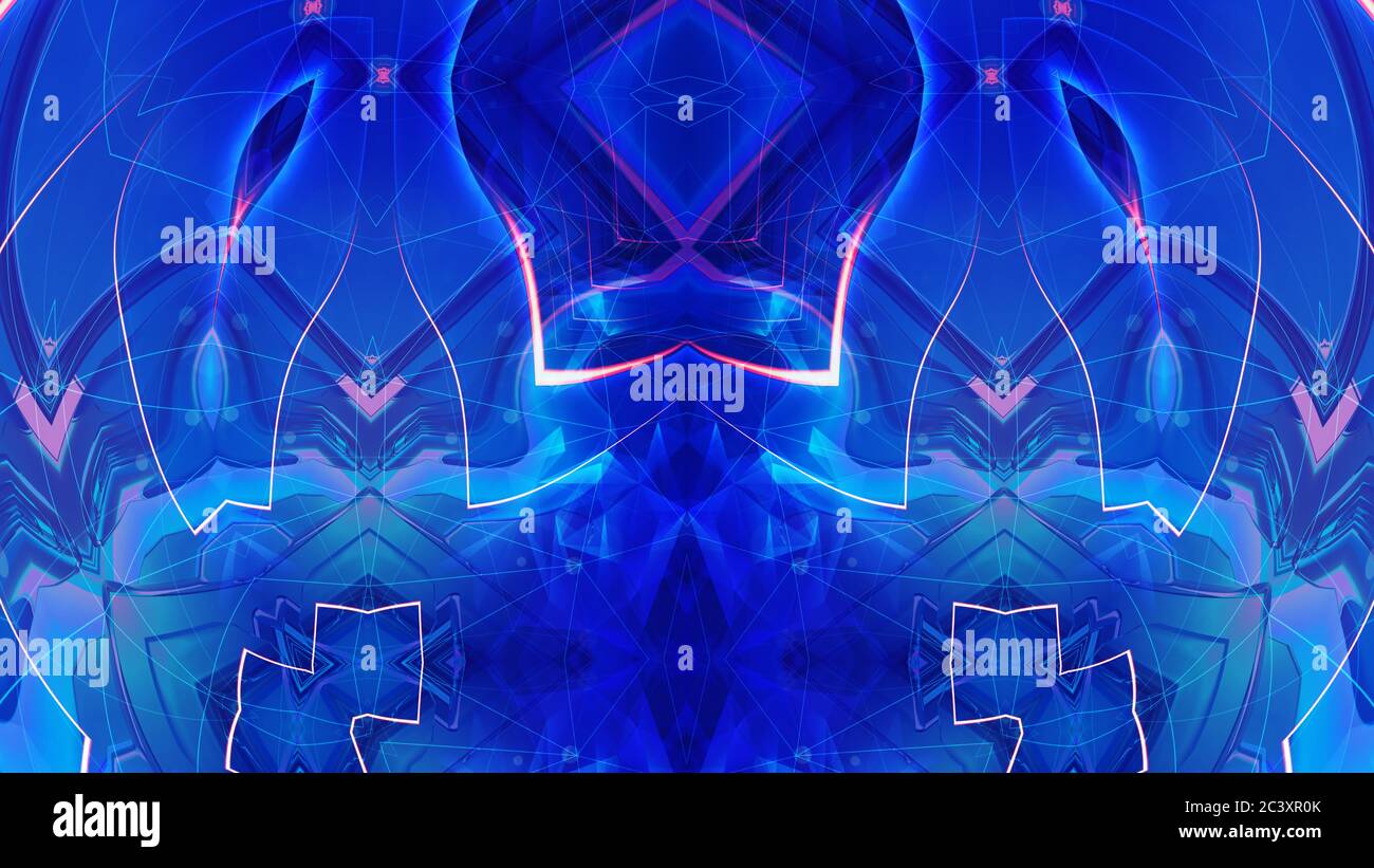 Pretty Geometric Blue Fractal Shapes Rotate in Spherical Projection ...