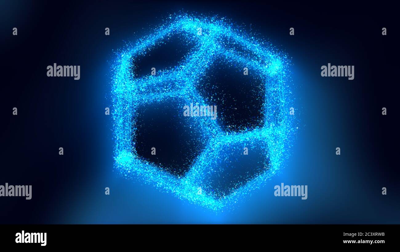 Shiny Rotating 3D Holographic Light Hologram Image of Dodecahedron ...