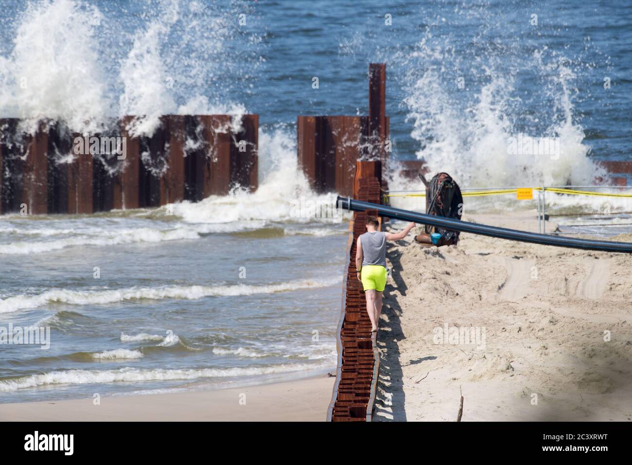 Construction site on the Vistula Spit canal which connect port of ...