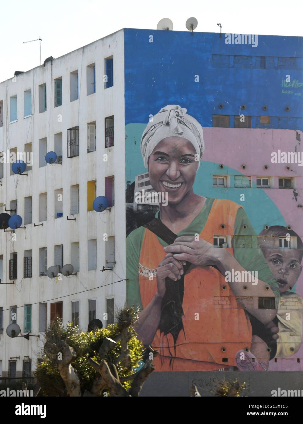 Casablanca, Morocco. 4th Mar, 2020. The murals shown on apartment ...
