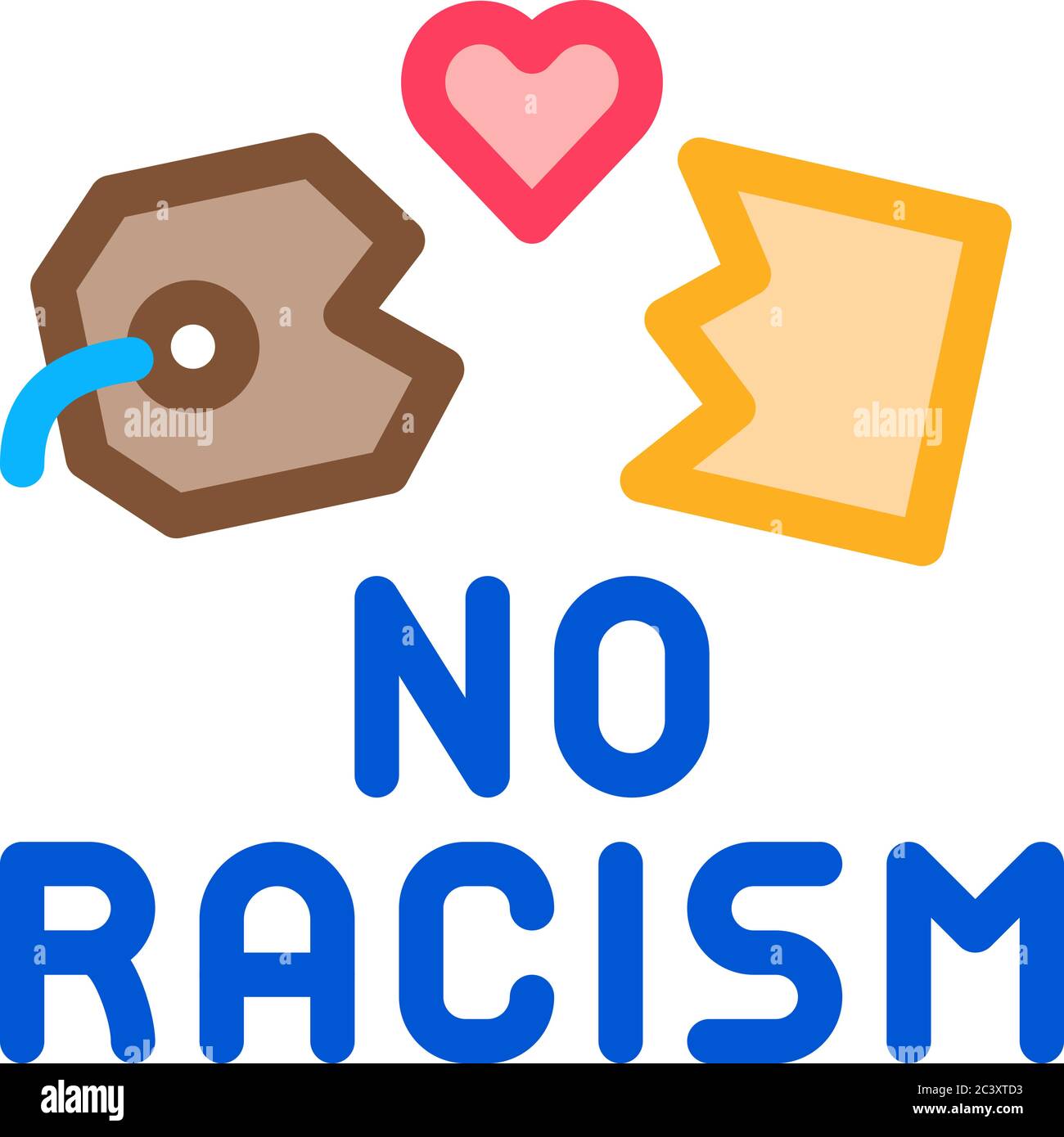 no racism torn label icon vector outline illustration Stock Vector ...