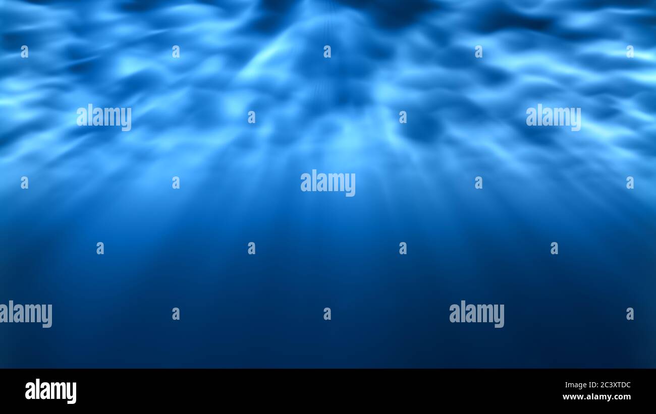 Underwater Light Rays Shine Bright Underneath Rippling Ocean Waves ...