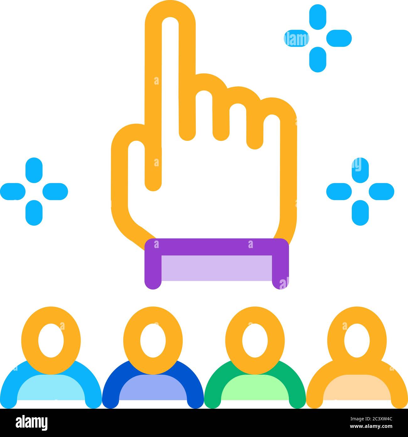 finger up gesture and audience icon vector outline illustration Stock ...