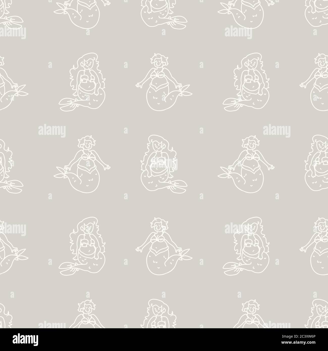 Seamless background two mermaids gender neutral baby pattern. Simple ...