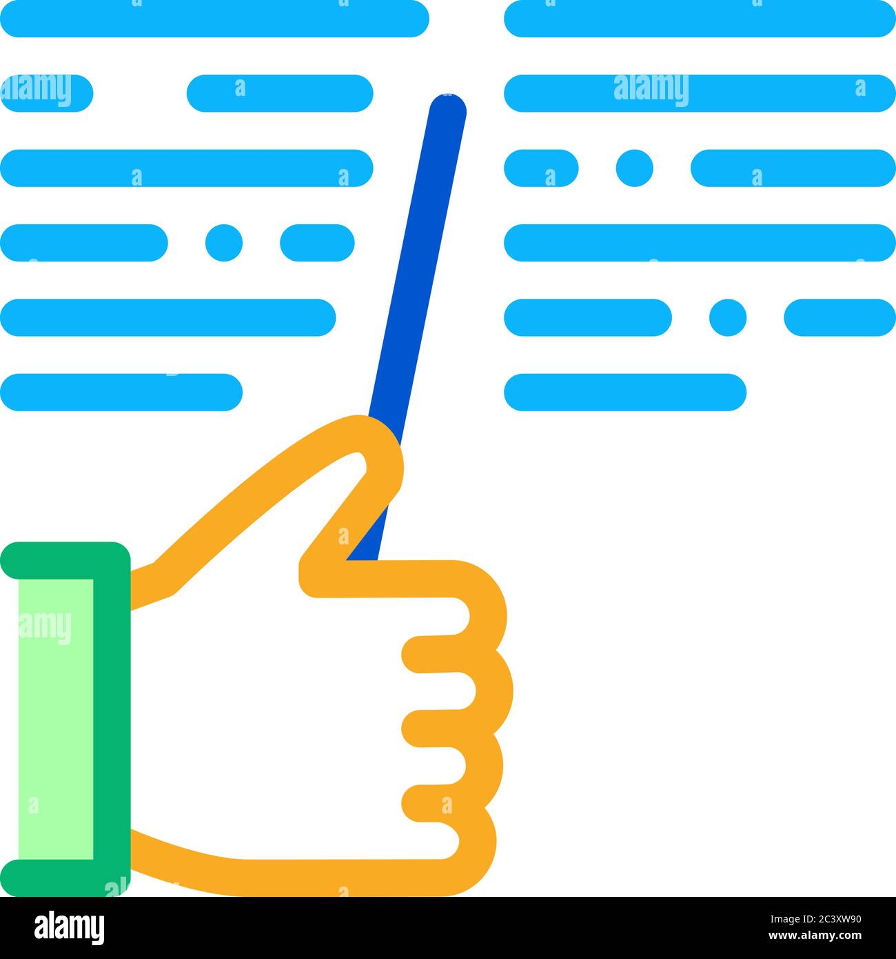 hand hold stick and reading icon vector outline illustration Stock ...