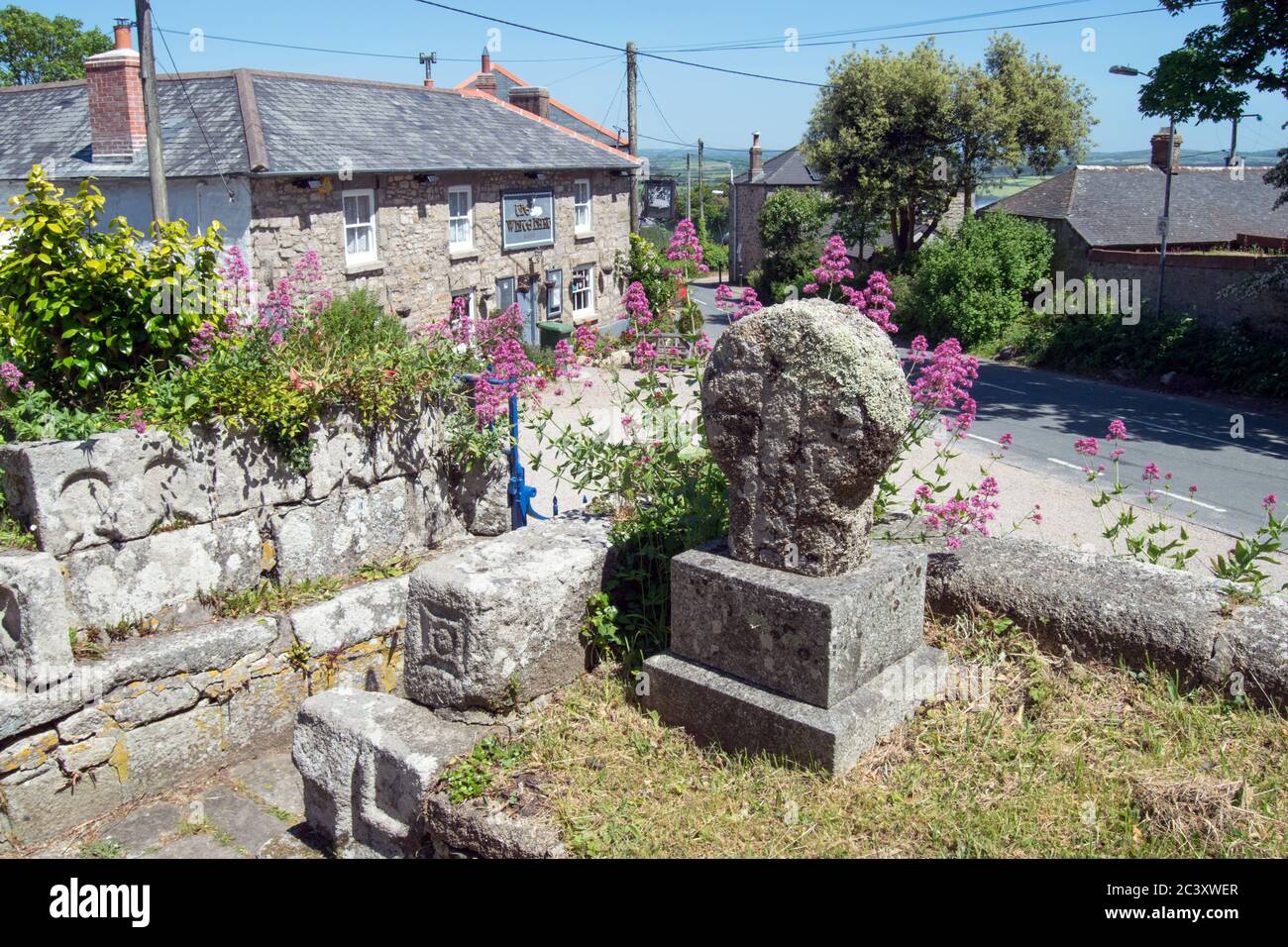 The Stone Cross by the Church Gate at Ludgvan, Cornwall UK Stock Photo ...