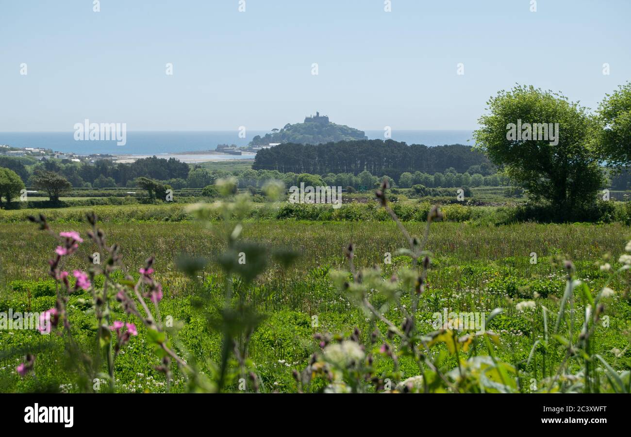 St Michael's Mount as seen from the Fields near Ludgvan, Cornwall UK ...