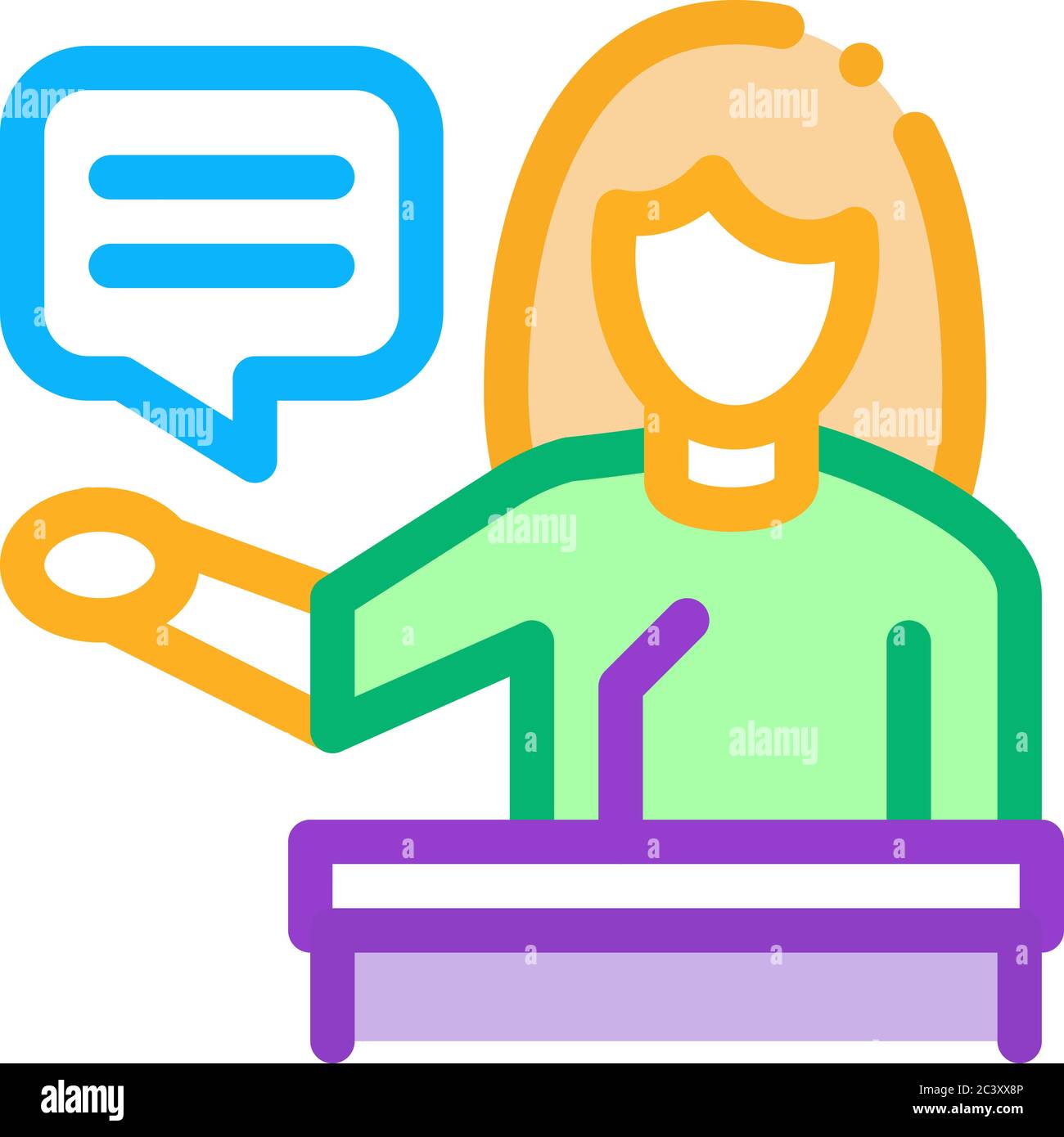 seminar woman teacher icon vector outline illustration Stock Vector ...