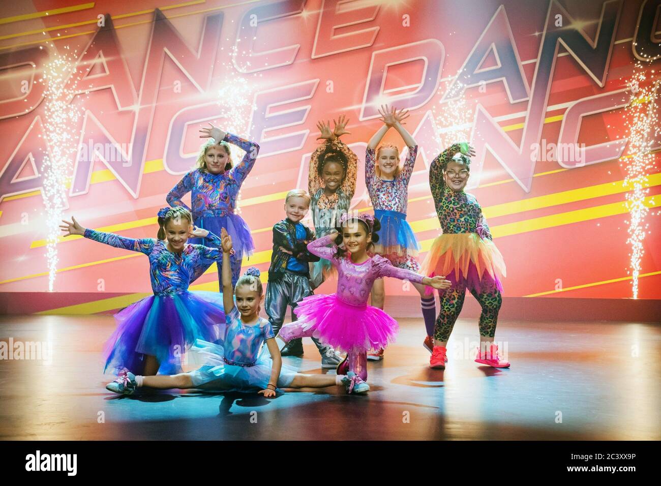 FEEL THE BEAT, four standing from left: Sadie Lapidus, Justin Caruso ...