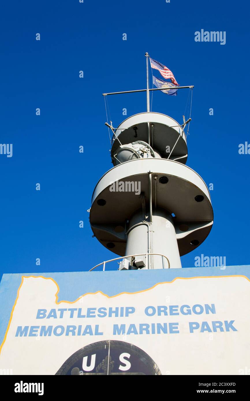 Battleship Oregon Memorial Marine Park in Portland Stock Photo - Alamy