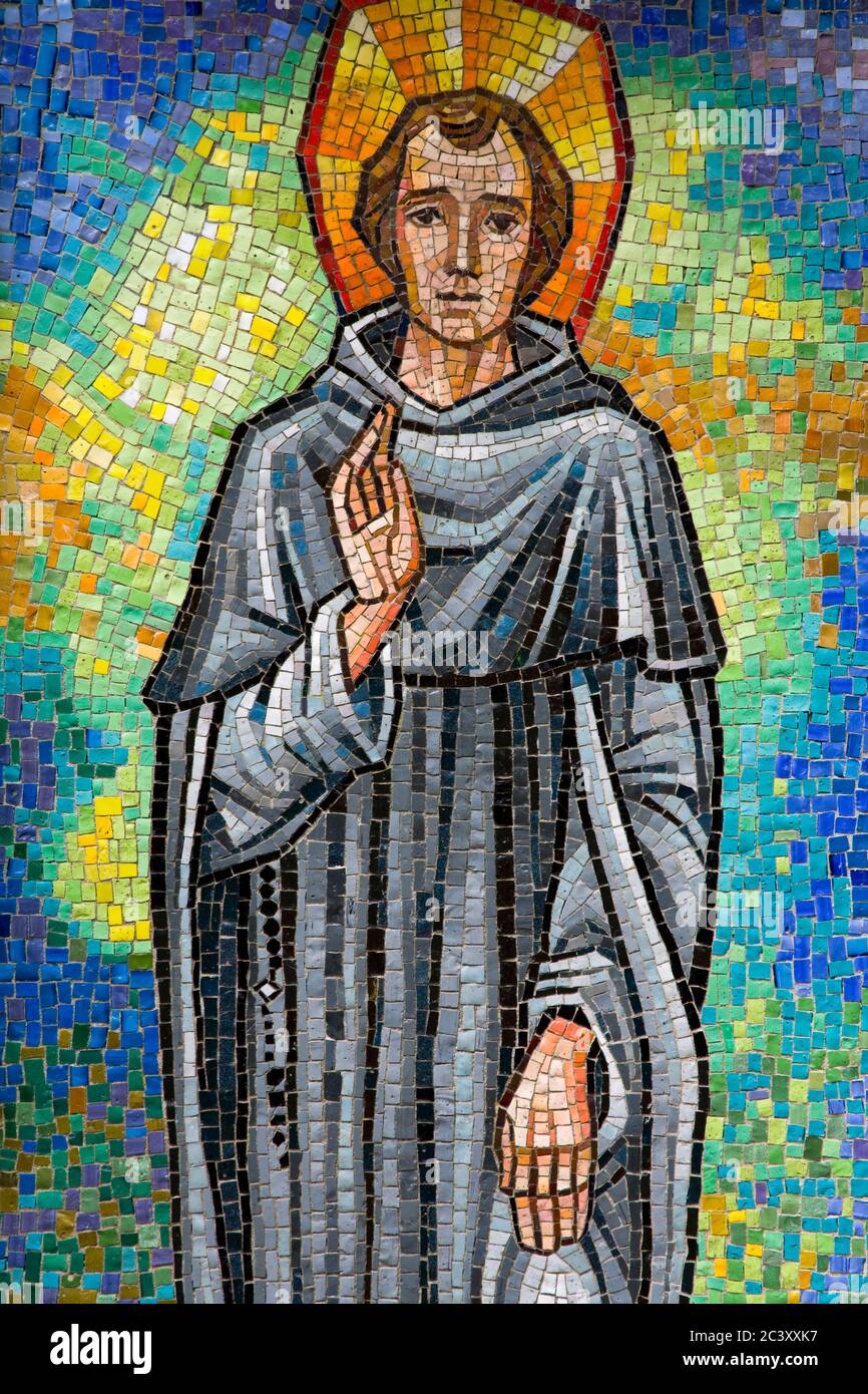 Mosaic of St. Peregrine (patron saint of cancer) at The Grotto National ...