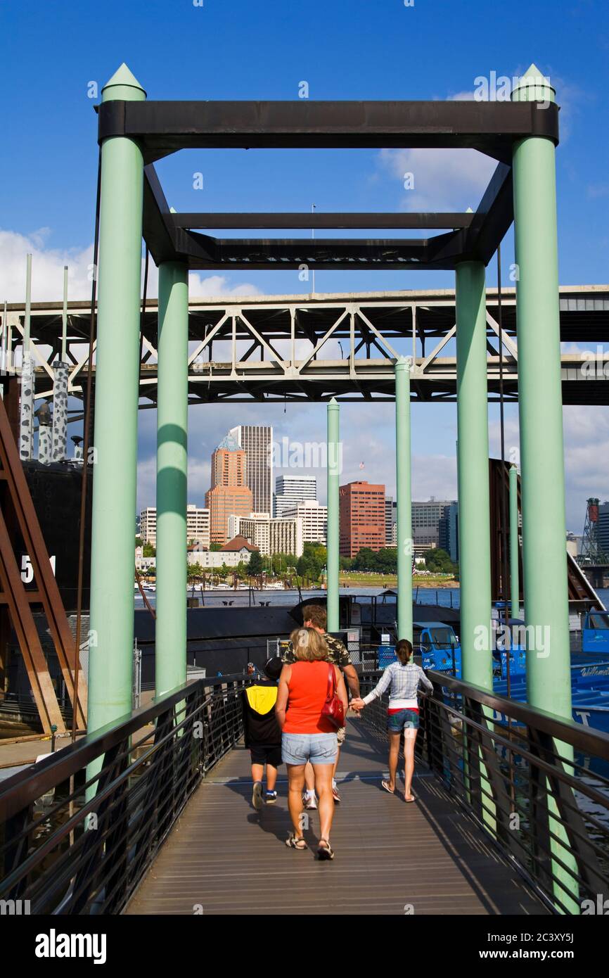 Ramp to the U.S. Blueback submarine at the OMSI Museum in Portland ...