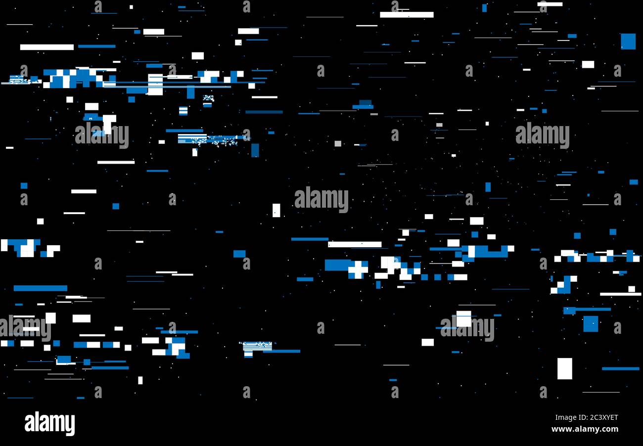 Glitch background. Distorted horizontal lines on black backdrop ...