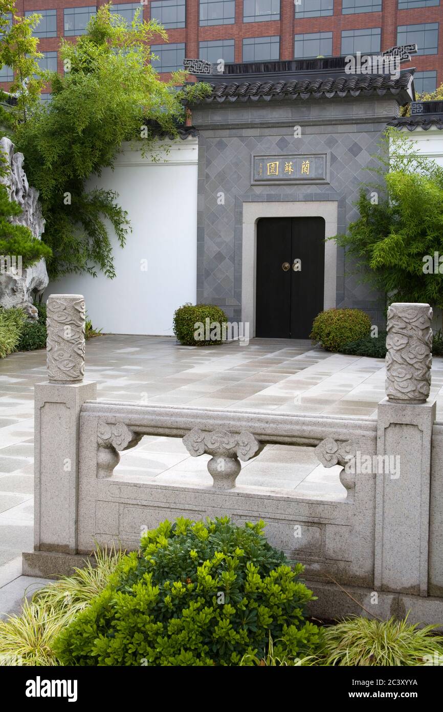 Entrance to the Classical Chinese Garden in Portland, Oregon, USA Stock ...
