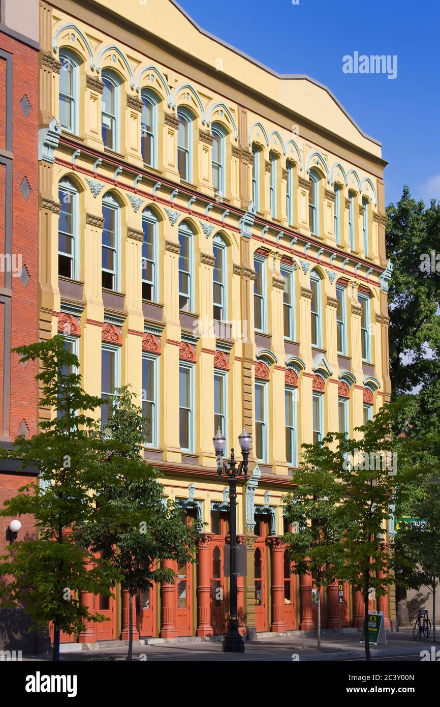 Historic building on Front Avenue in the Old Town District ofPortland ...