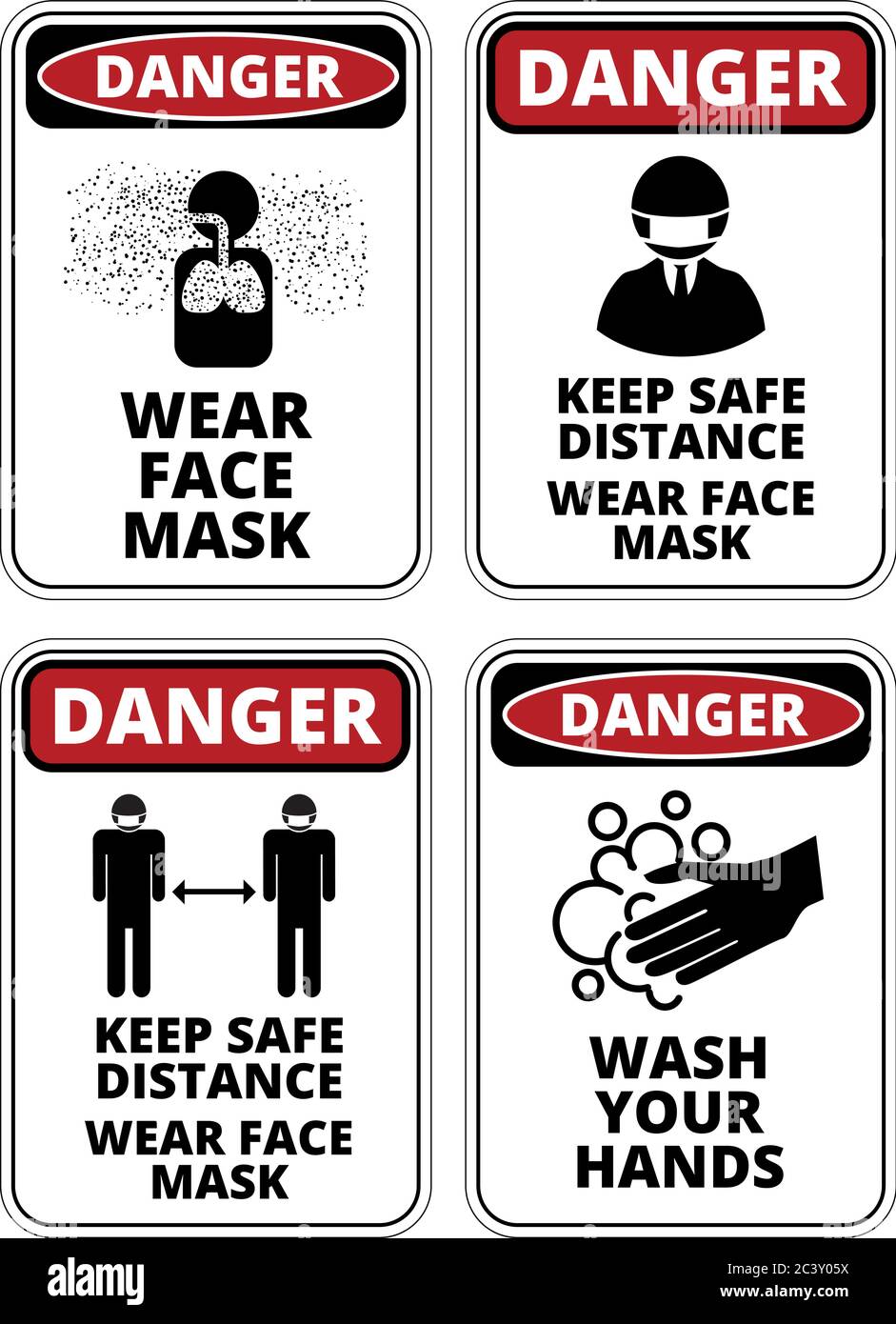 Covid-19 Danger Signs Set Stock Vector Image & Art - Alamy