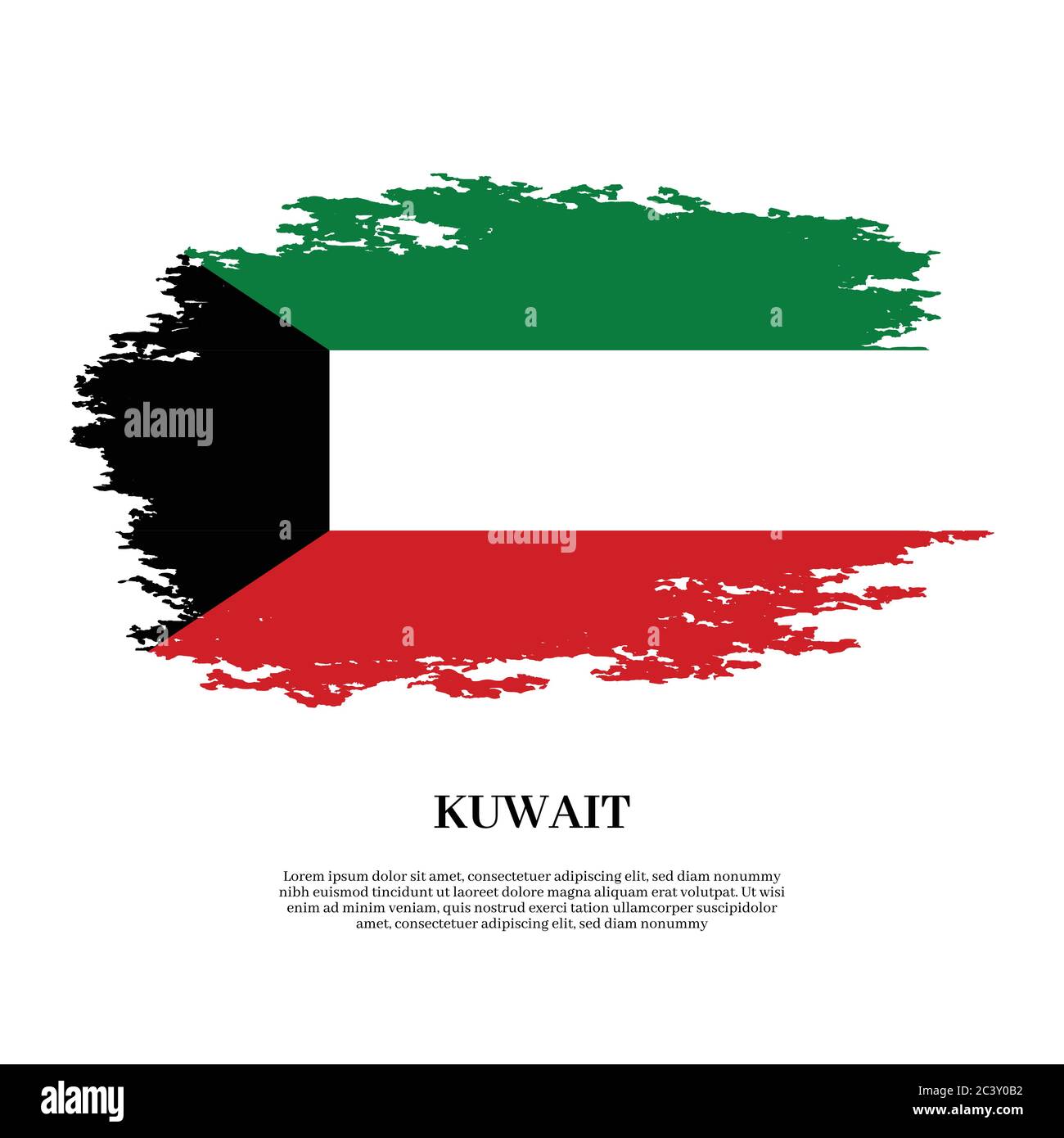 flag of kuwait painted with grunge brush isolated on white background ...