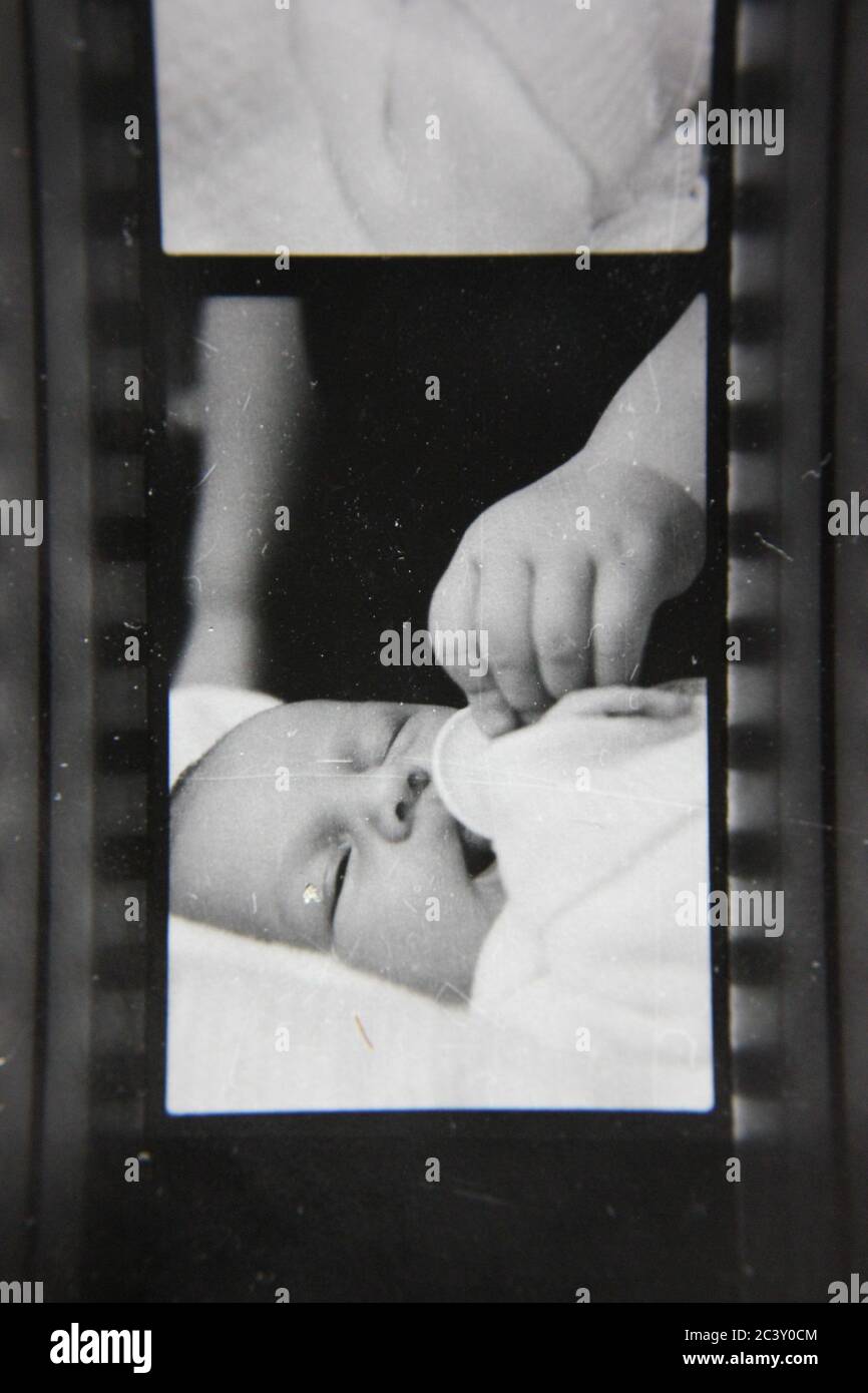 Fine 70s vintage contact print black and white photography of a newborn ...