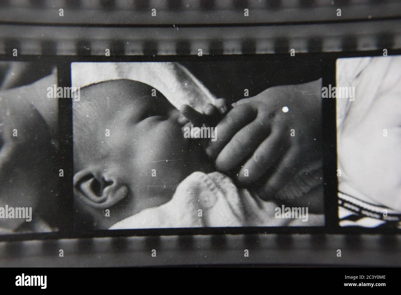 Fine 70s vintage contact print black and white photography of a newborn ...