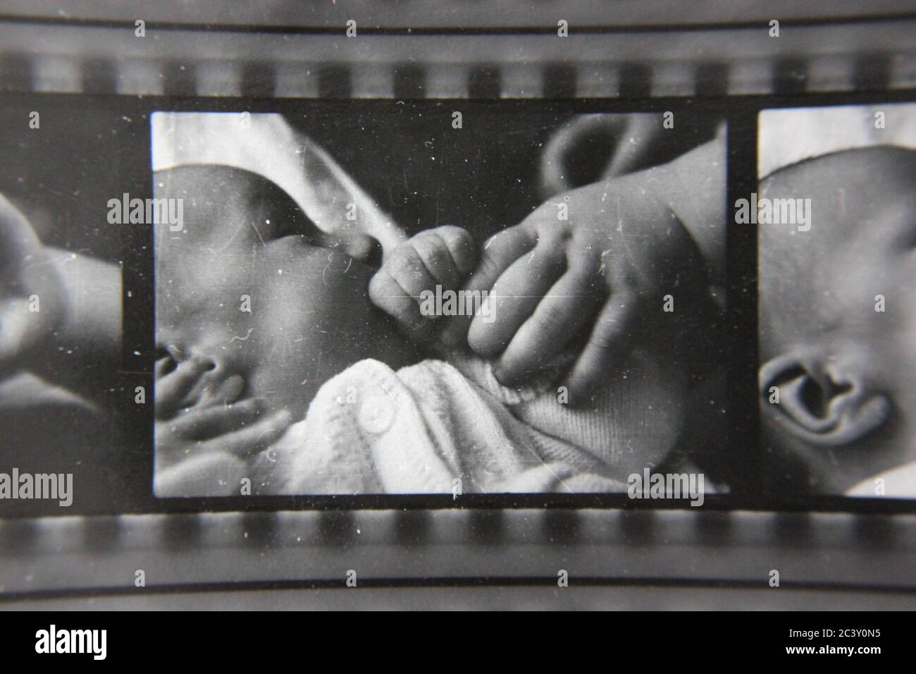 Fine 70s vintage contact print black and white photography of a newborn ...