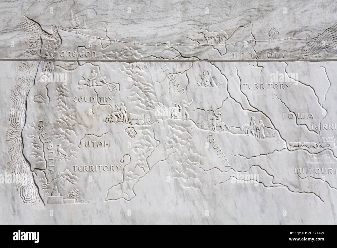 Map on the Frontier monument, Oregon State Capitol building in Salem ...