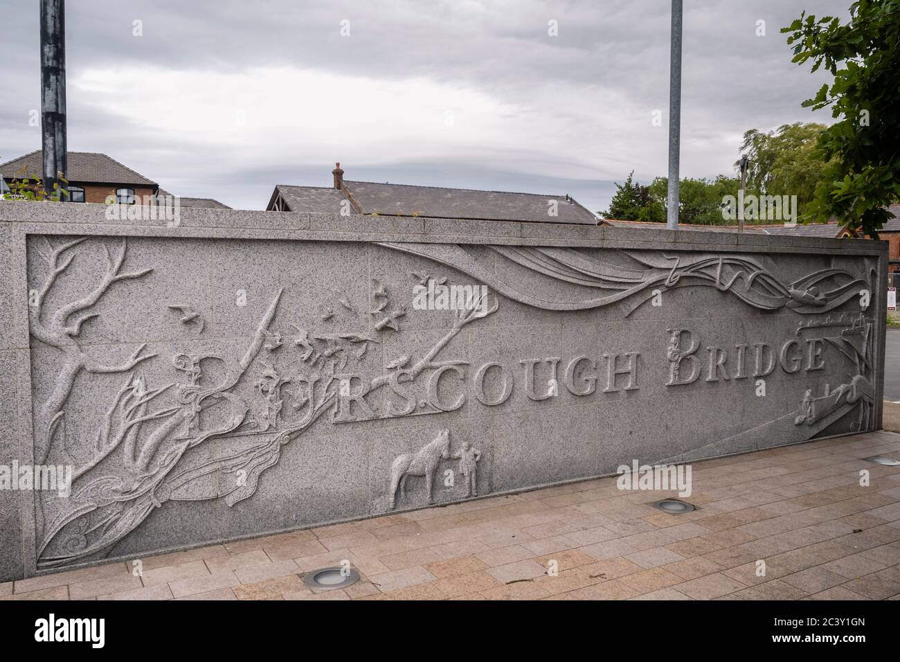 22.06.2020 Burscough, Lancashire, UK Sign saying Burscough Bridge on ...