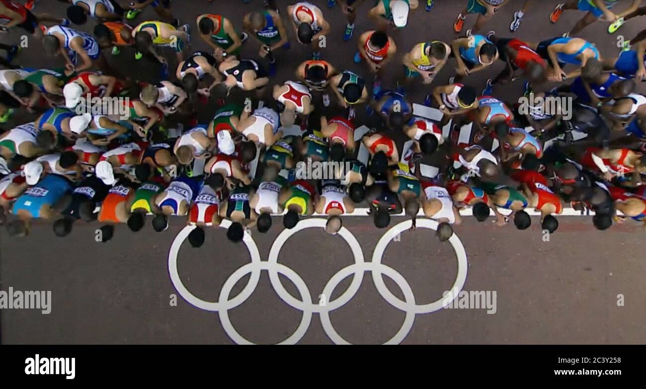 RUNNER, the start of the 2012 London Olympics marathon, in which South ...
