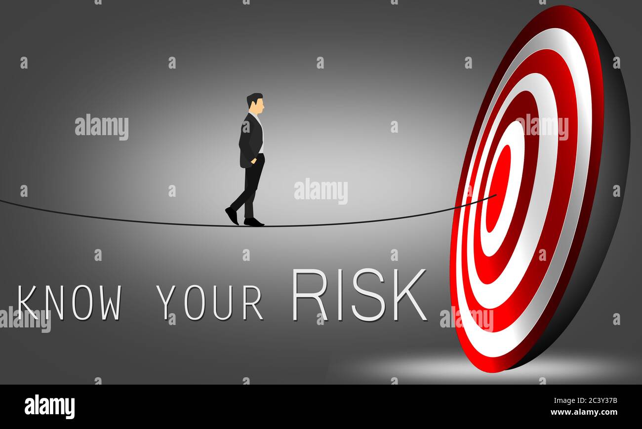 Risk concept. Businessman walk toward archery target, 3d rendering ...