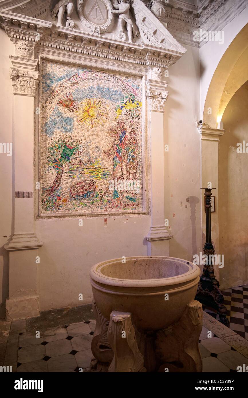 Vence, France. The Marc Chagall's mosaic decorating the Baptistery ...