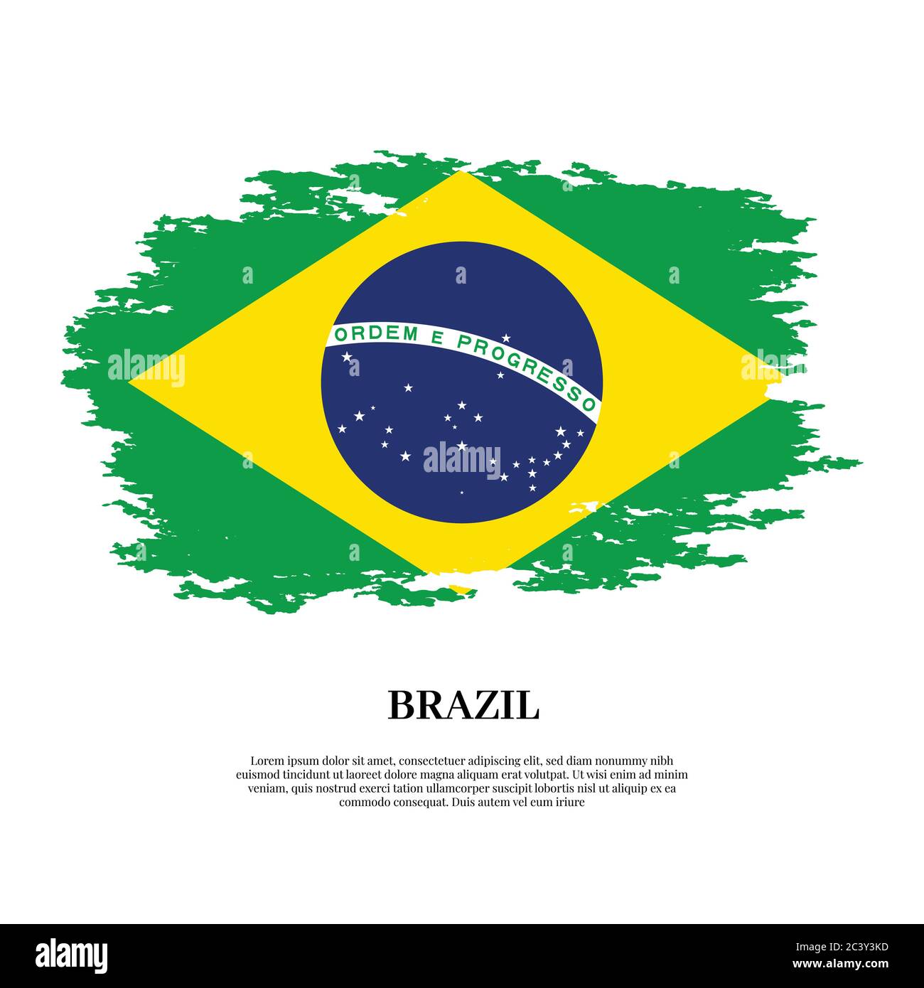 flag of brazil painted with grunge brush isolated on white background ...