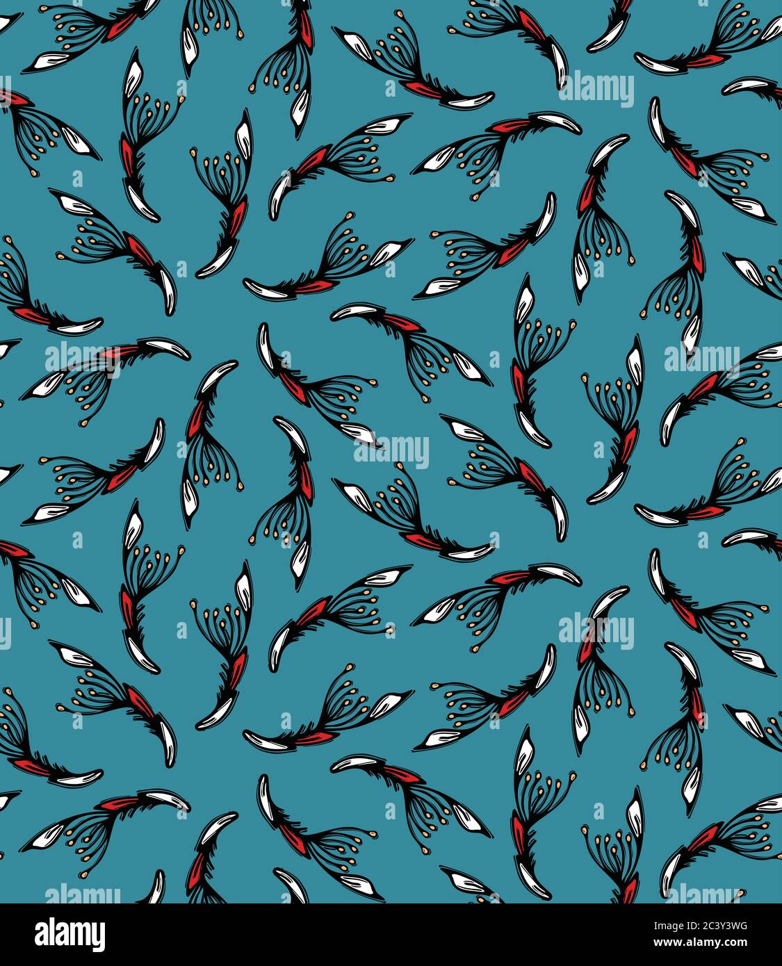 Boho leaves vector all over print. Seamless repeating pattern swatch ...