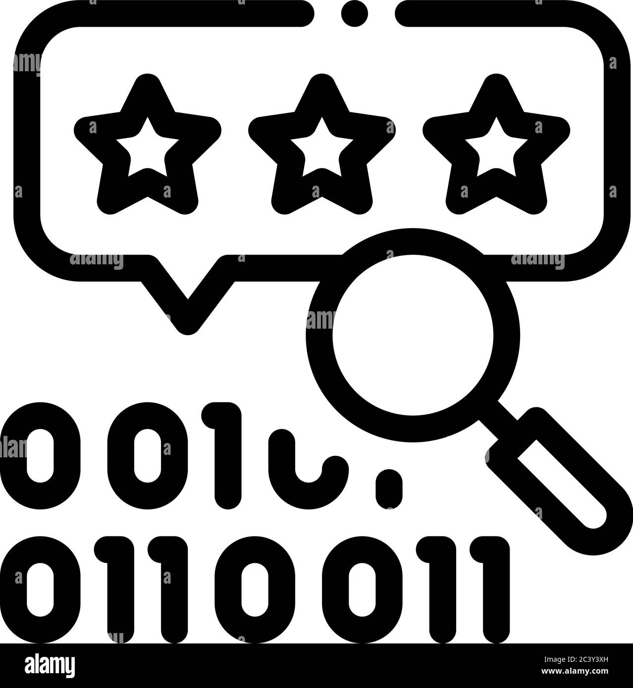 binary code research and assessment icon vector outline illustration ...
