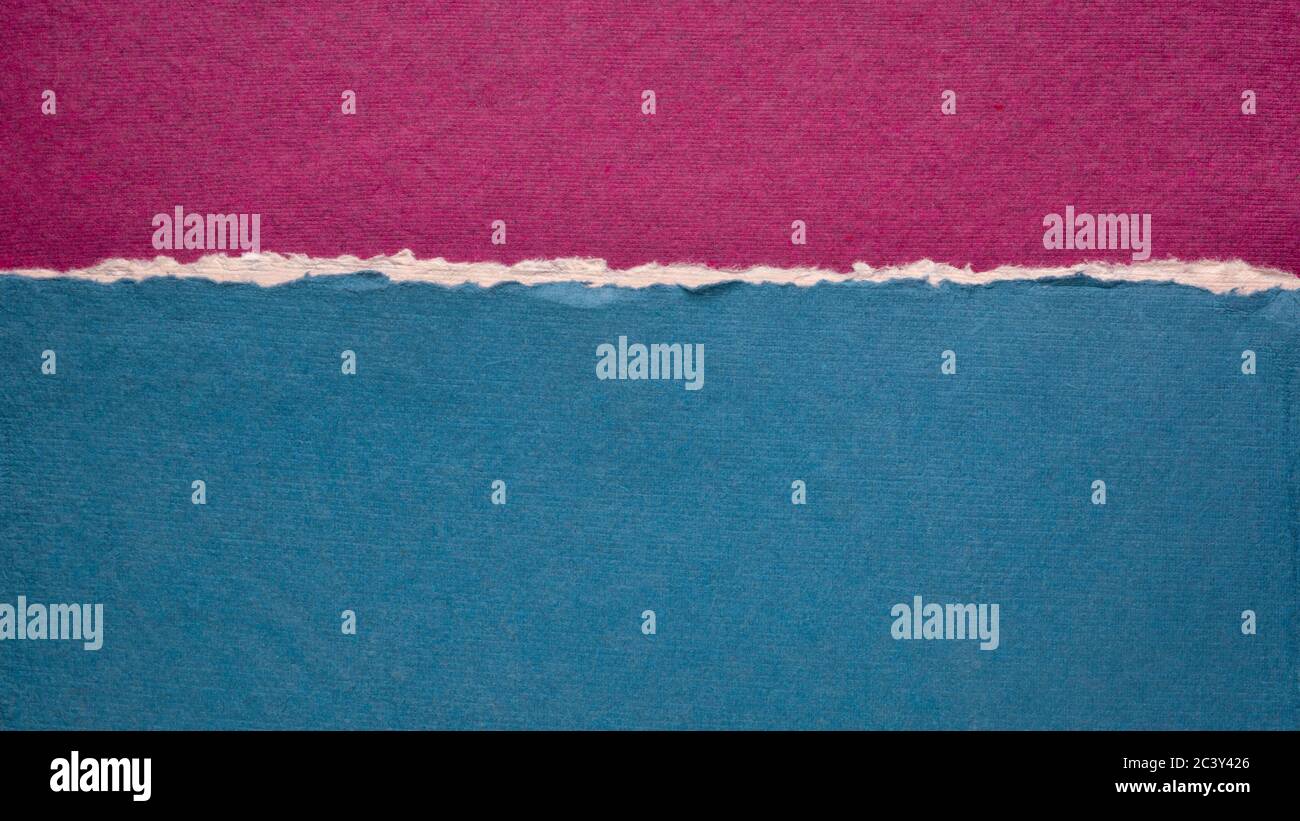 abstract landscape in blue and purple created with handmade Indian rag ...