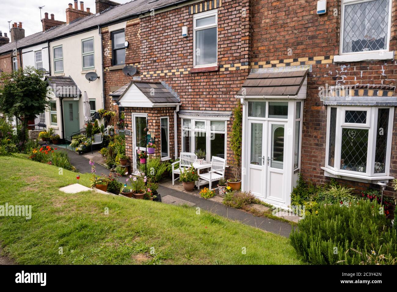 22.06.2020 Burscough, Lancashire, UK Sign saying Burscough Bridge on ...