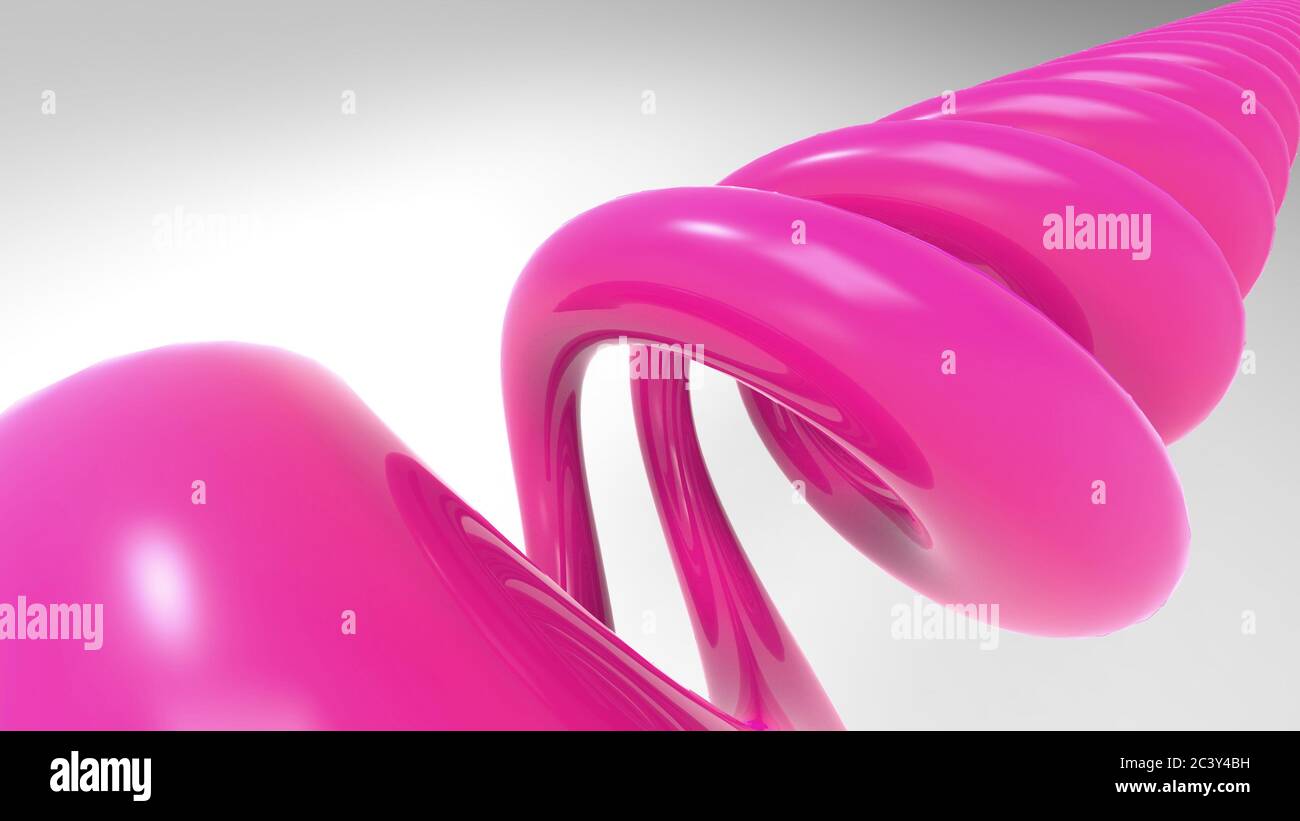 Simple pink spiral abstract shape is in space, 3d rendering computer ...