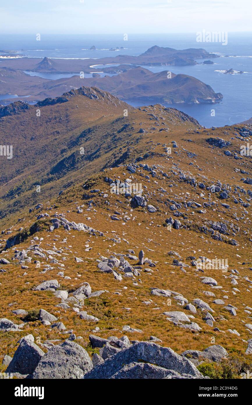 View over Port Davey from Mt Berry Stock Photo - Alamy