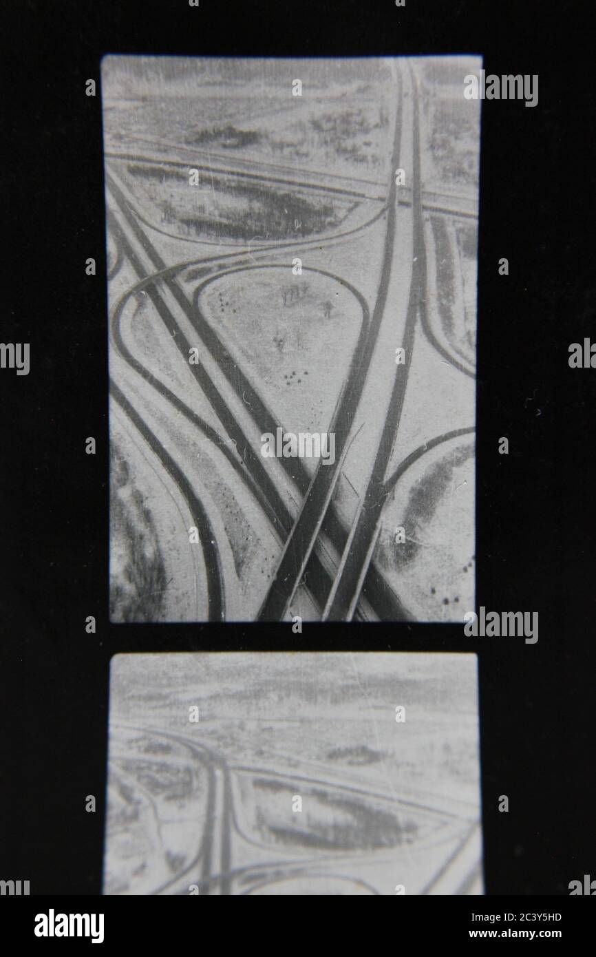 Fine 70s vintage contact print black and white aerial photography of an ...