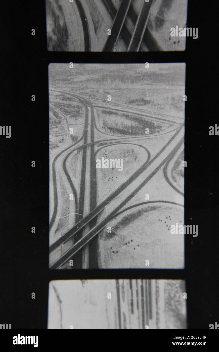 Fine 70s vintage contact print black and white aerial photography of an ...