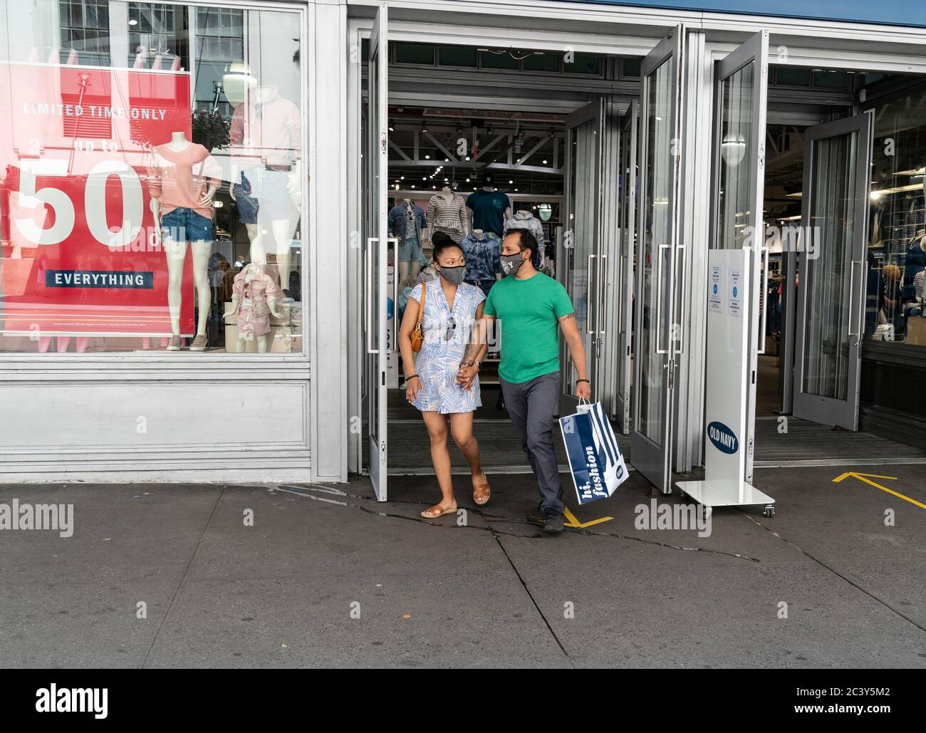 New York, NY - June 22, 2020: Retail stores start to serve customers ...