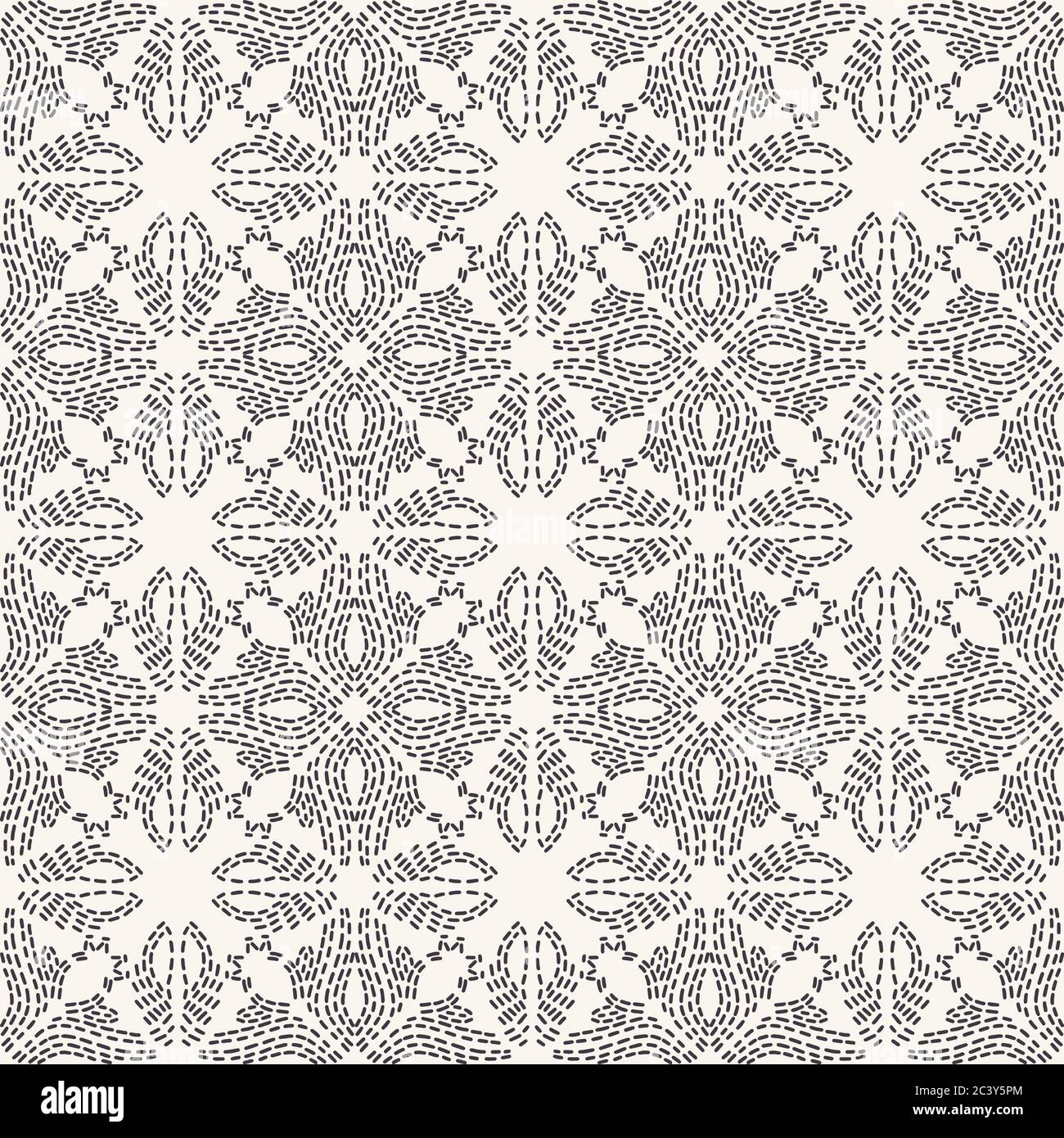 Flower running stitch embroidery pattern. Simple needlework seamless ...
