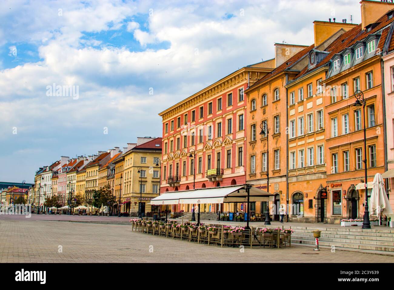 the colorful buildings in Warsaw old town. It is the oldest part of ...