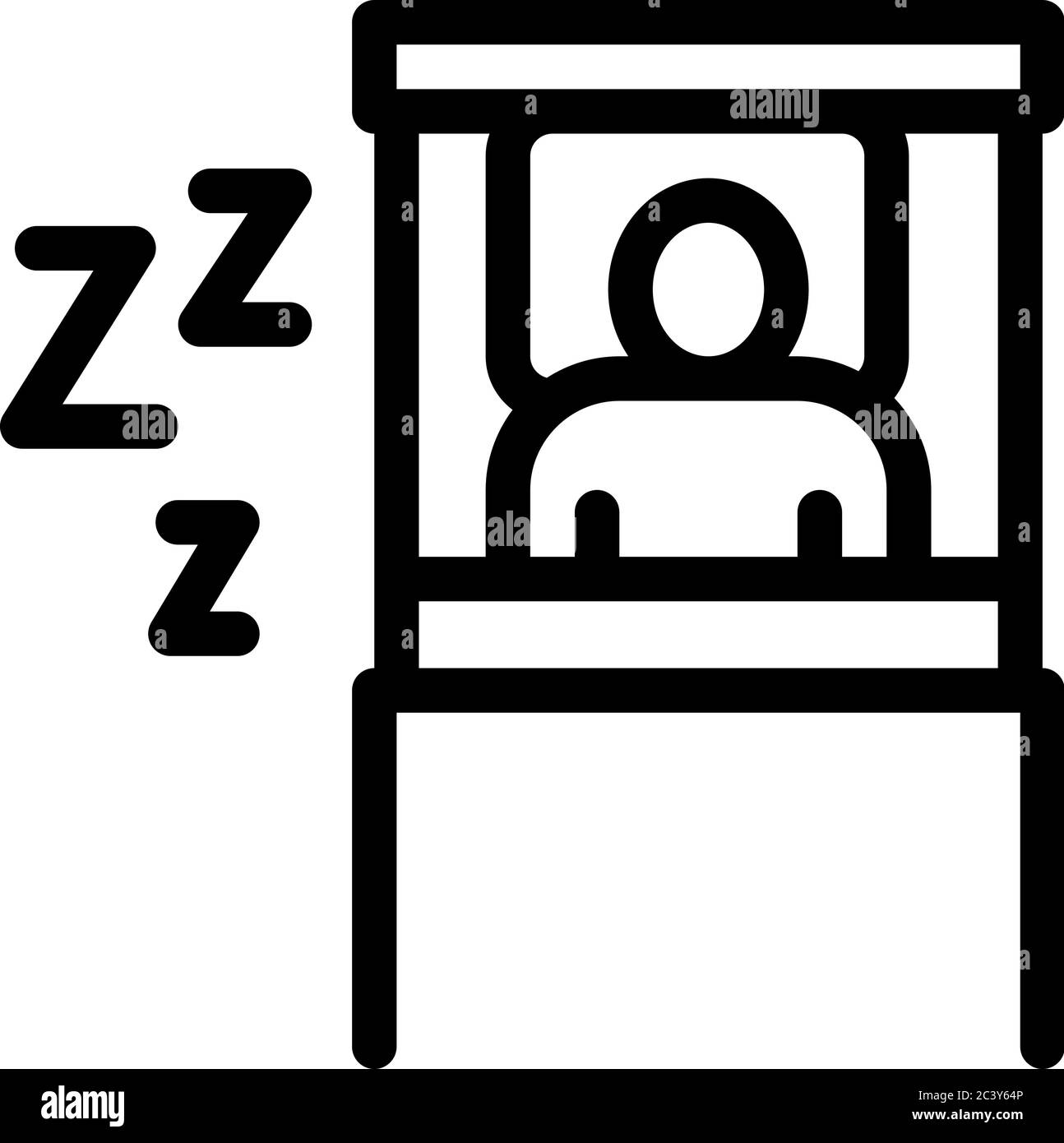 human sleeping time in bed icon vector outline illustration Stock ...
