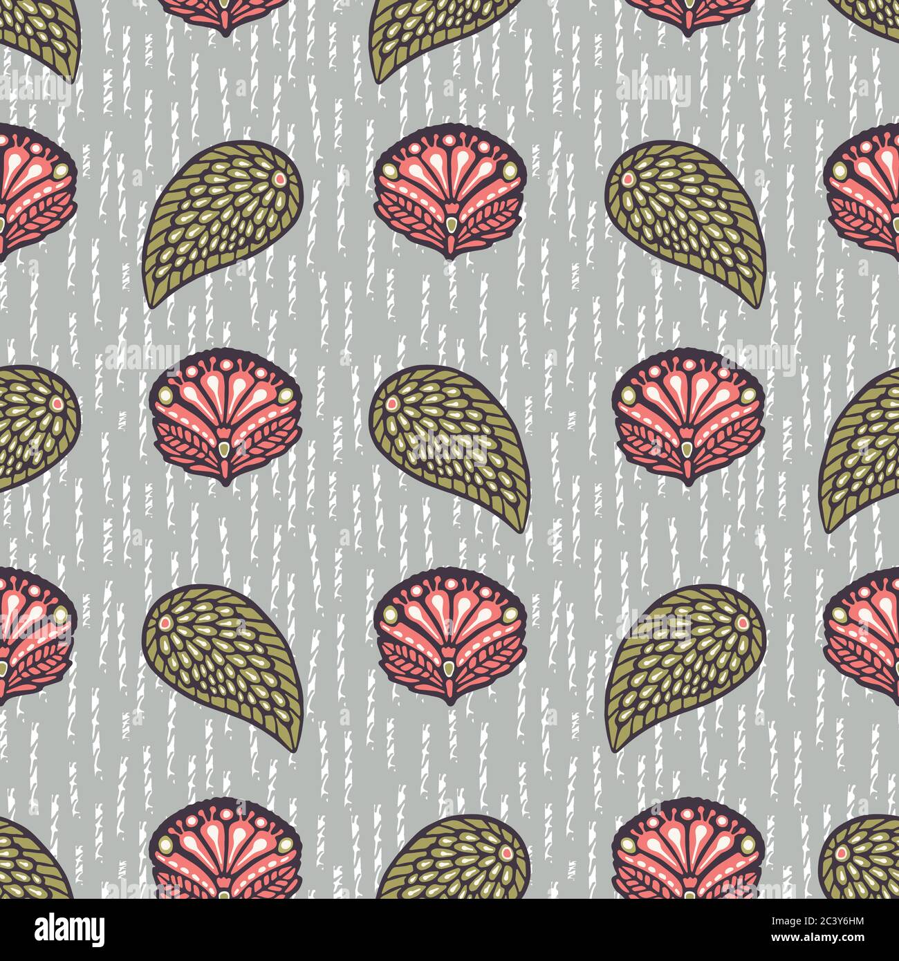 Floral ethnic leaf paisley style seamless pattern. Folk art indian ...