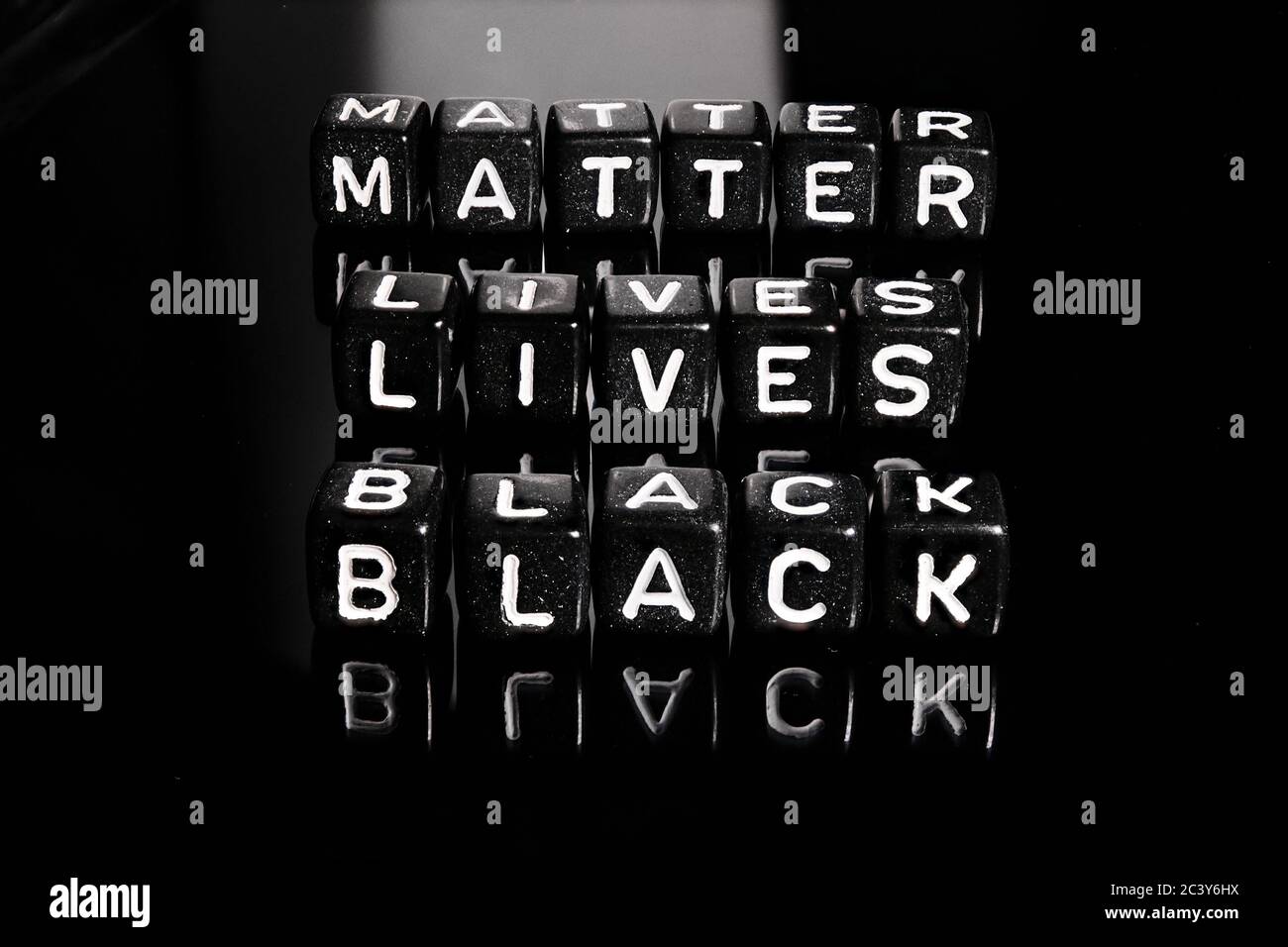 Black lives matter text on a black background. BLM in support of ...