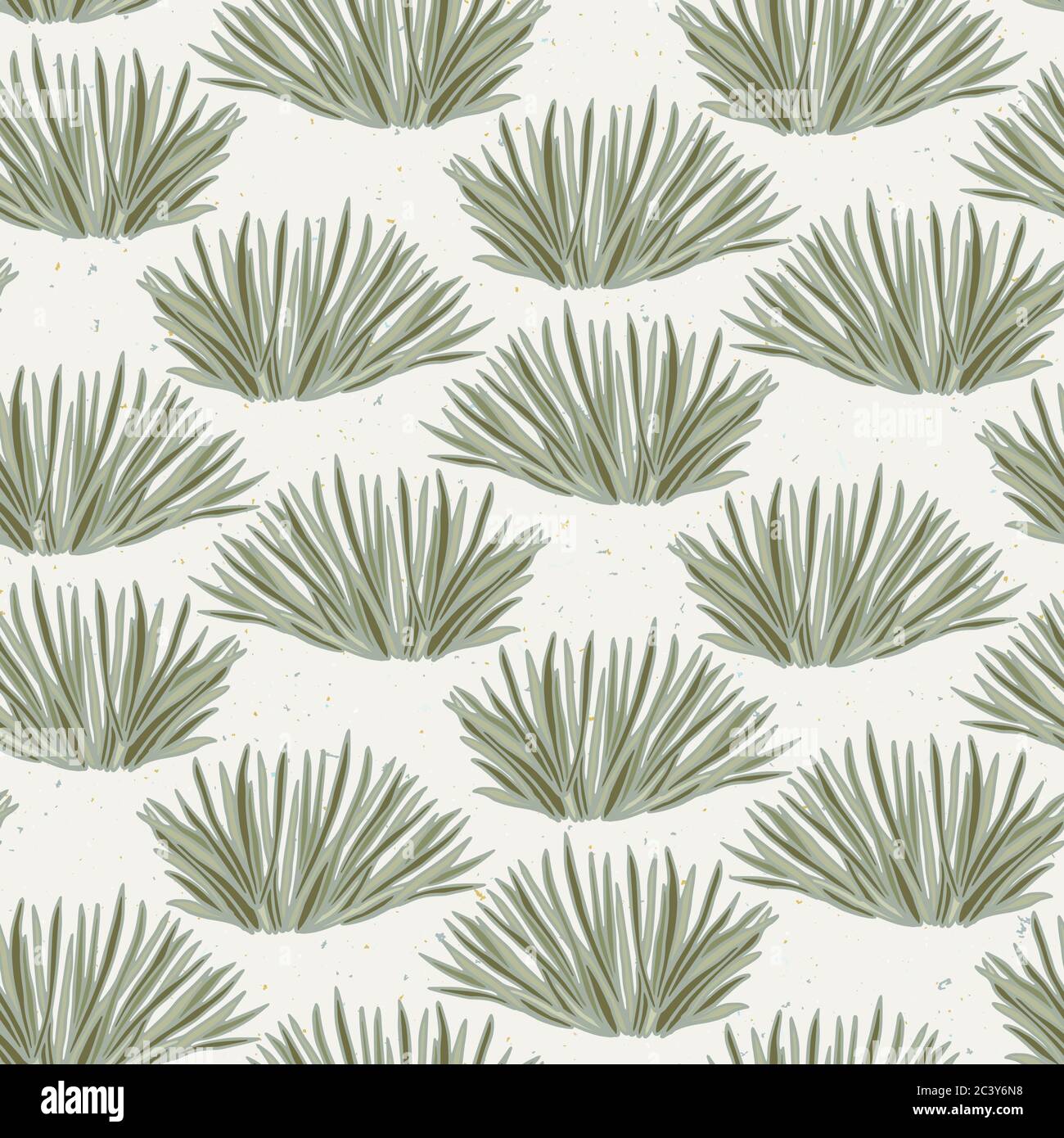 Seamless vector pattern. Hand drawn leaf bush foliage. Modern all over ...