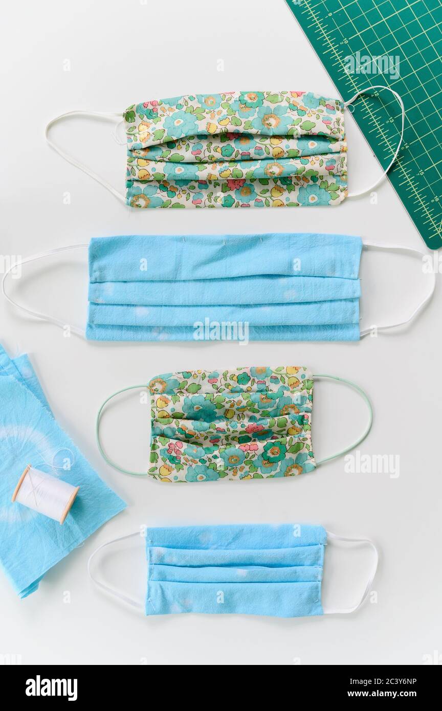Homemade cloth face masks in various sizes Stock Photo - Alamy