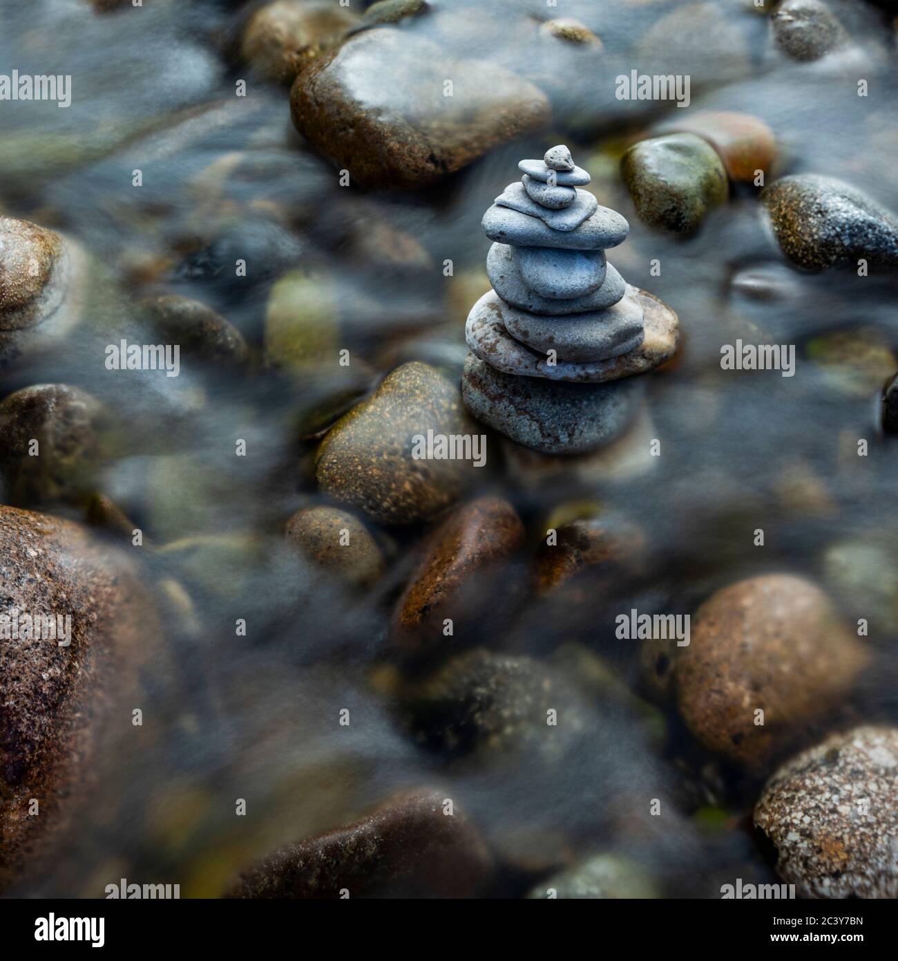 USA, Idaho, Sun Valley, Rock stack among river rocks Stock Photo - Alamy