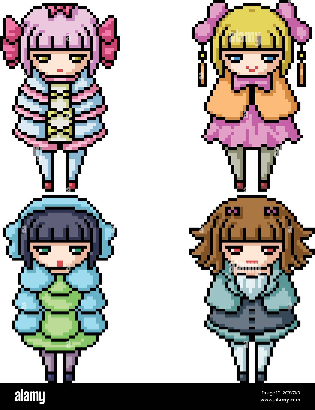 Pixel art girl Cut Out Stock Images & Pictures - Alamy