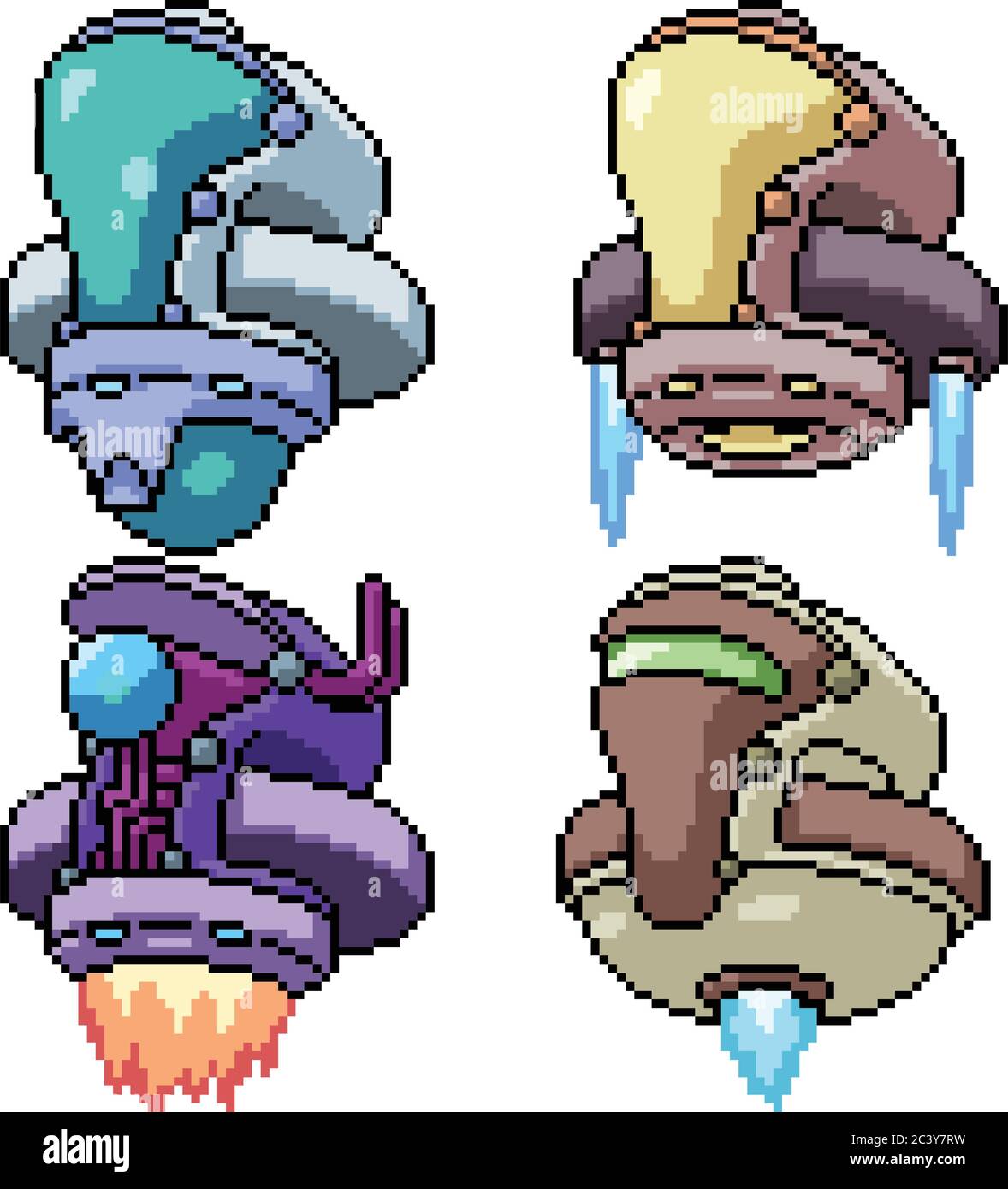 vector pixel art future robot isolated set Stock Vector Image & Art - Alamy