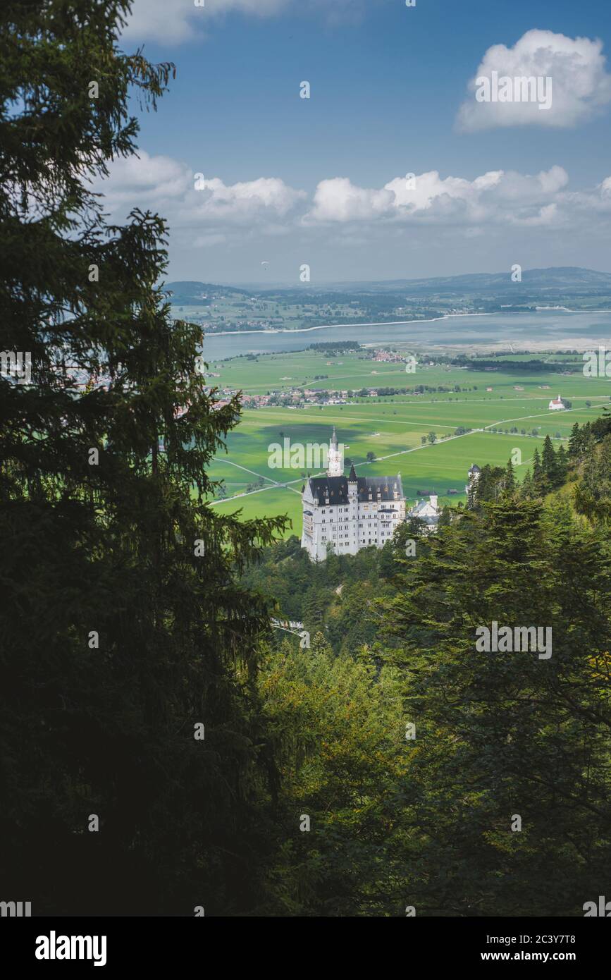 Germany, Schwangau, Neuschwanstein castle in landscape Stock Photo - Alamy